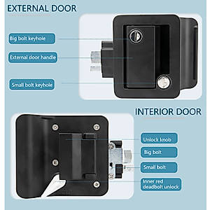 RV Camper Door Latch Lock,100% Metal Camper Door Lock Replacement kit,2 Pack Black rv Entry Door Locks for Travel Trailers,Only Fits 2.75"x3.75" Door Lock Hole 8 Camper Keys