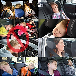 JZCreater Car Headrest Pillow, Head Neck Support Pillow, Car Seat Headrest for Kids, 180° Adjustable U Shaped Car Sleeping Pillow Cushion for Kids Adult (Black)