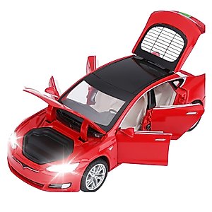SASBSC Toy Cars Model S Die Cast Metal Model Cars with Door Open Light and Sound Pull Back Car Toys for Boys and Girls 3-12 Years Old