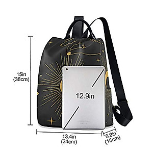 ALAZA Boho Style Hand Holding Crescent Moon Backpack Purse for Women Anti Theft Fashion Back Pack Shoulder Bag