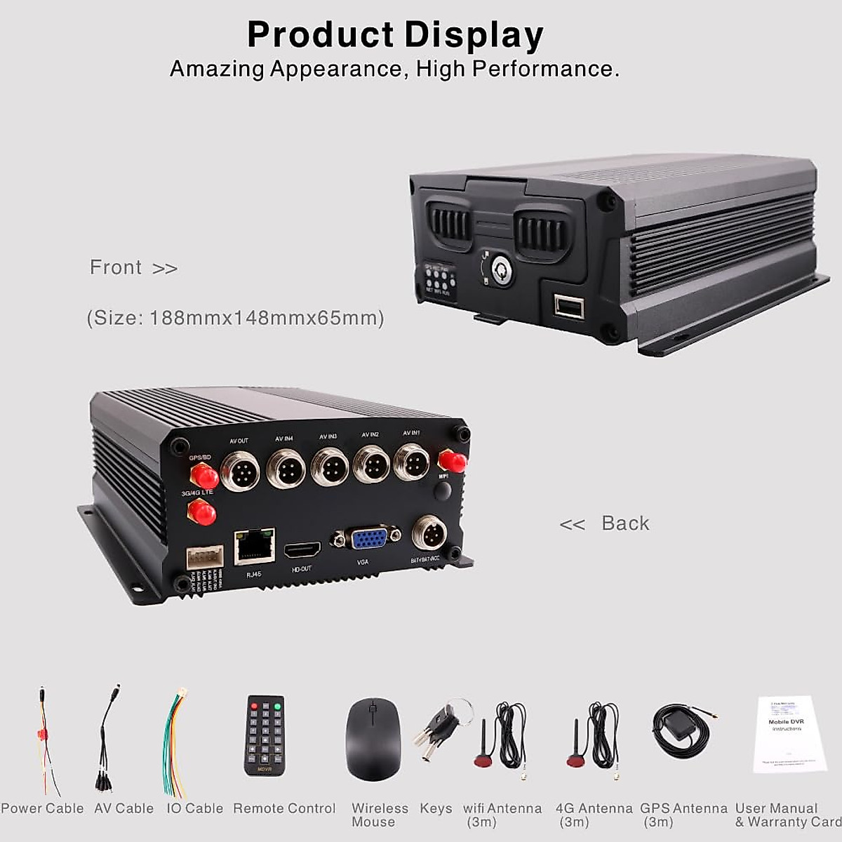 JOINLGO 4CH GPS 4G WiFi 1080P SSD/SD Drive Mobile Vehicle Car DVR mdvr Video Recorder Kit Remote Live View on Web/Phone 4pcs Side Rear View IR Camera 7 inch Monitor for Truck Bus Van