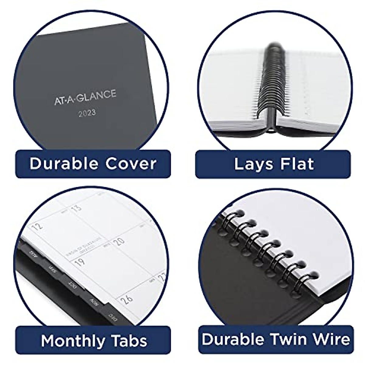 AT-A-GLANCE 2023 Weekly & Monthly Planner, DayMinder, 5" x 8", Small, Spiral Bound, Monthly Tabs, Gray (GC20007)