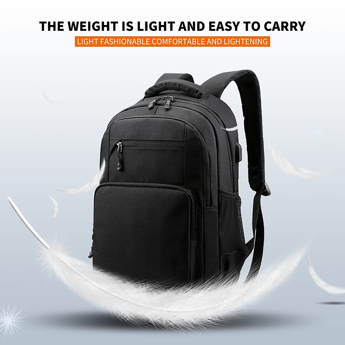 Laptop Backpack black bookbag for travel work teacher computer,waterfroof 15.6 Inch Rucksack with USB Charging Port, Waterproof Bag Men Women.