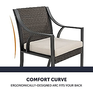 HAPPATIO Outdoor Wicker Chair,All-Weather Wicker Rattan Patio Dining Chair with Removable Cushions,Set of 6 for Outdoor Lawn Garden Backyard (Beige)