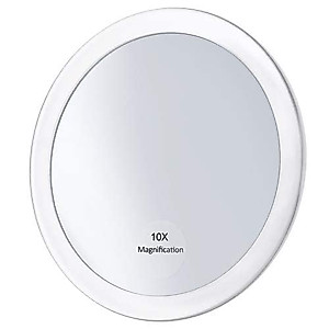 10X Magnifying Mirror with Suction Cup for Precise Eye Makeup, Blackhead/Blemish Removal – Round 6” Circle Glass with Magnifier & 3 Suction Cups