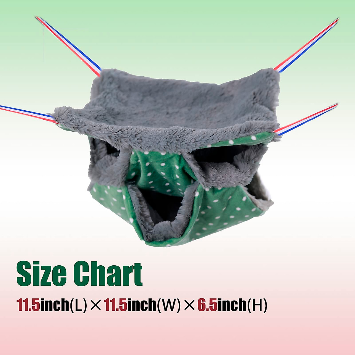 neolun Rat Ferret Cage Hammock Bedding Small Pet Cage Accessories Toy Triple-Layer Hammock Bedding for Hamster Guinea Pig Rat Ferret Chinchilla Playing Sleeping(Green)