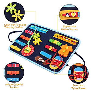 Montessori Toys Busy Board for Toddlers - Sensory Board for Learning Fine Motor Skills, Toddler Travel Toy for Airplane and Car, Preschool Busy Book, Educational Toys for Kids Ages 3 4 5 Year Old