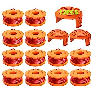 15 Pack Trimmer Spool Line for Worx,(WA0010)Replacement Trimmer Spool Line for Worx,Trimmer Line Refills 0.065 inch for Worx,Suitable for Worx String Trimmers(12 Pack Grass Trimmer Line,3 Trimmer Cap)