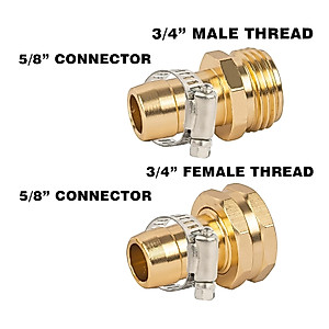 Hourleey Garden Hose Repair Connector with Clamps, Fit for 3/4" or 5/8" Garden Hose Fitting (6-Set)