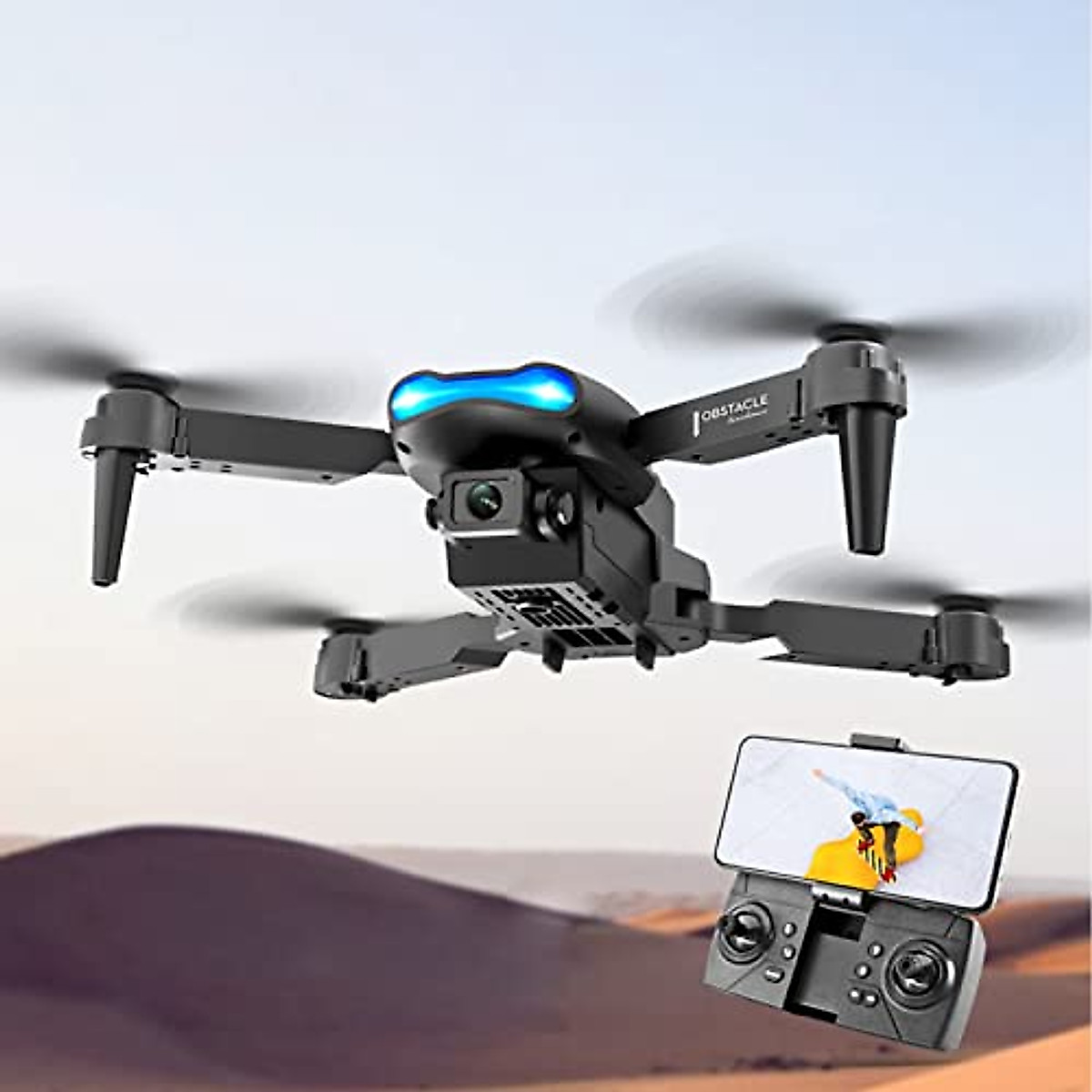 Foldable Mini Camera Drone, GPS Drone with 4K HD Dual Camera, 3 Sided Obstacle Avoidance WiFi Quadcopter Aerial Photography Remote Control Aircraft Gifts for Kids and Adults