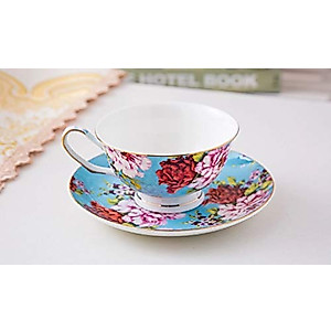 BTäT- Floral Tea Cups and Saucers, Set of 4 (7oz) with Gold Trim and Gift Box, Cappuccino Cups, Latte Cups, Tea Set for Adults, Porcelain Tea Cups, Tea Cups for Tea Party, Rose Teacups, China Tea Cups