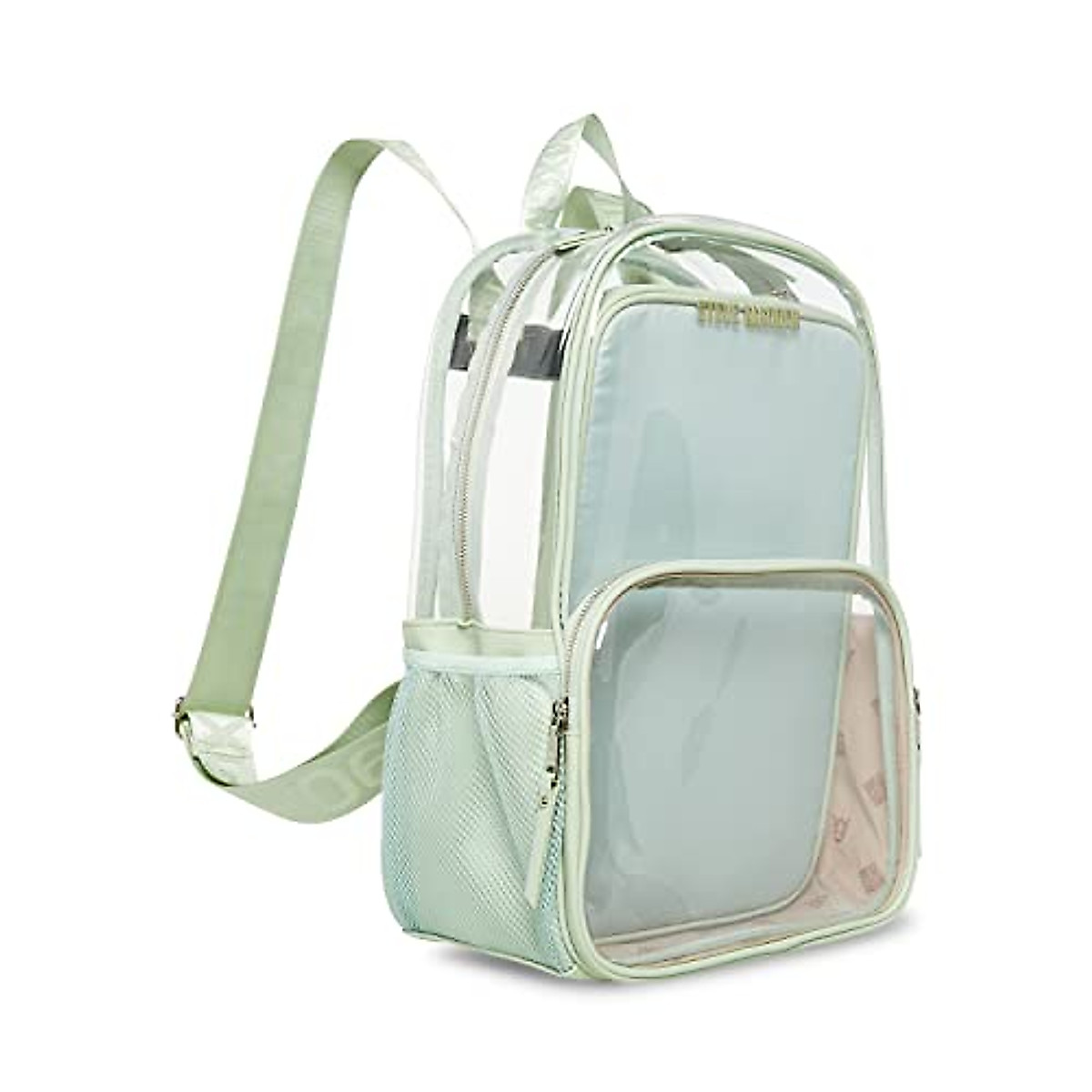 Steve Madden Women's Clear Backpack with Tech Pouch, Beige, One Size