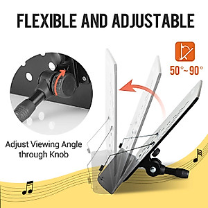 CAHAYA Desktop Sheet Music Stand Metal Angle Adjustable Tabletop Book Reading Cookbook Tablet Holder Stand Tray and Page Paper Clip CY0214