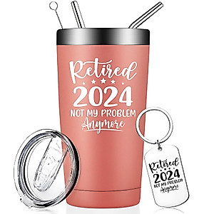 Fufandi Retired 2024 Not My Problem Anymore - Retirement Gifts for Women 2024 - Funny 2024 Retirement Gifts for Women, Coworkers, Teacher, Nurse, Doctor, Mom - Retirement Tumbler