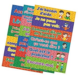 Quarterhouse French Classroom Phrases and Commands Label Set, French - ESL Classroom Learning Materials for K-12 Students and Teachers, Set of 18, 12 x 3 Inches, Extra Durable
