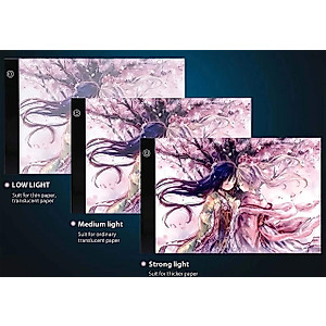 A4 Ultra-Thin Portable LED Light Box Tracer w 3 Level Brightness USB Power Cable Dimmable Brightness Artcraft Tracing Light Pad for Drawing, Sketching, Animation, 5D Diamond Painting (A4)