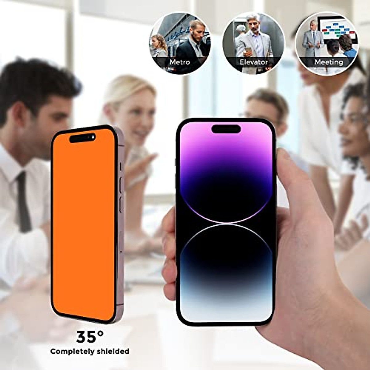 JIEYKJO For iPhone 14 pro max/iPhone 15 plus Privacy Screen Protector - Anti-Blue Light, Anti-Glare, Anti-Spy Gradient Color Privacy Screen Protector Film (6.7 inch)