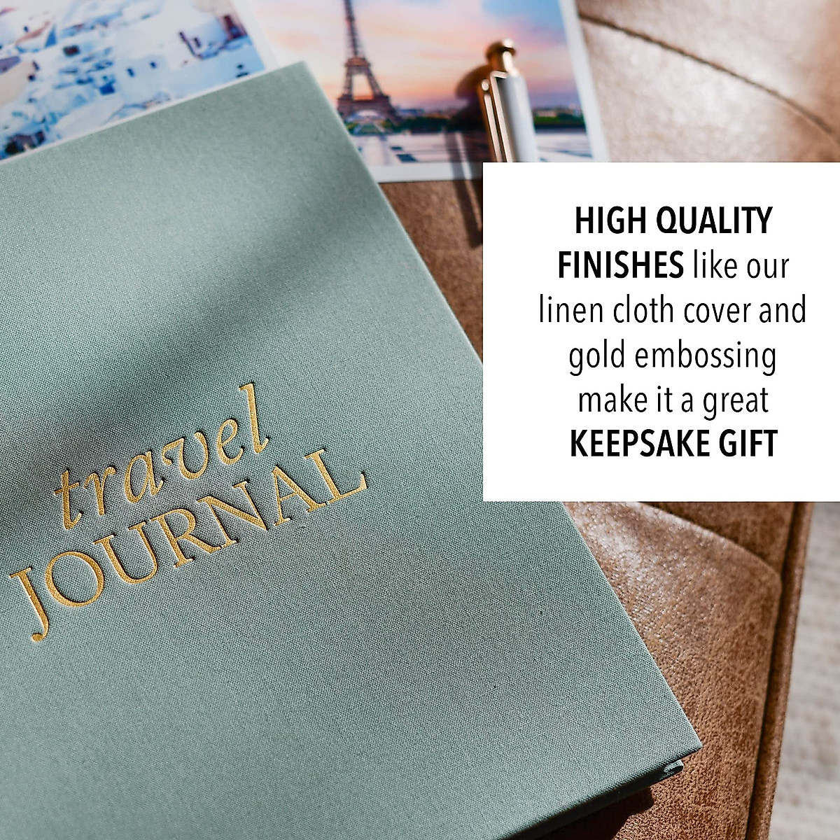 Travel Journal by Duncan & Stone - Sage Green | Travel Planner for Best Friend Gift | Vacation Scrapbook and Photo Album | Congratulations Present for College Graduation or Wedding | Adventure Book for Couples or Boyfriend | World Trip Notebook for Women