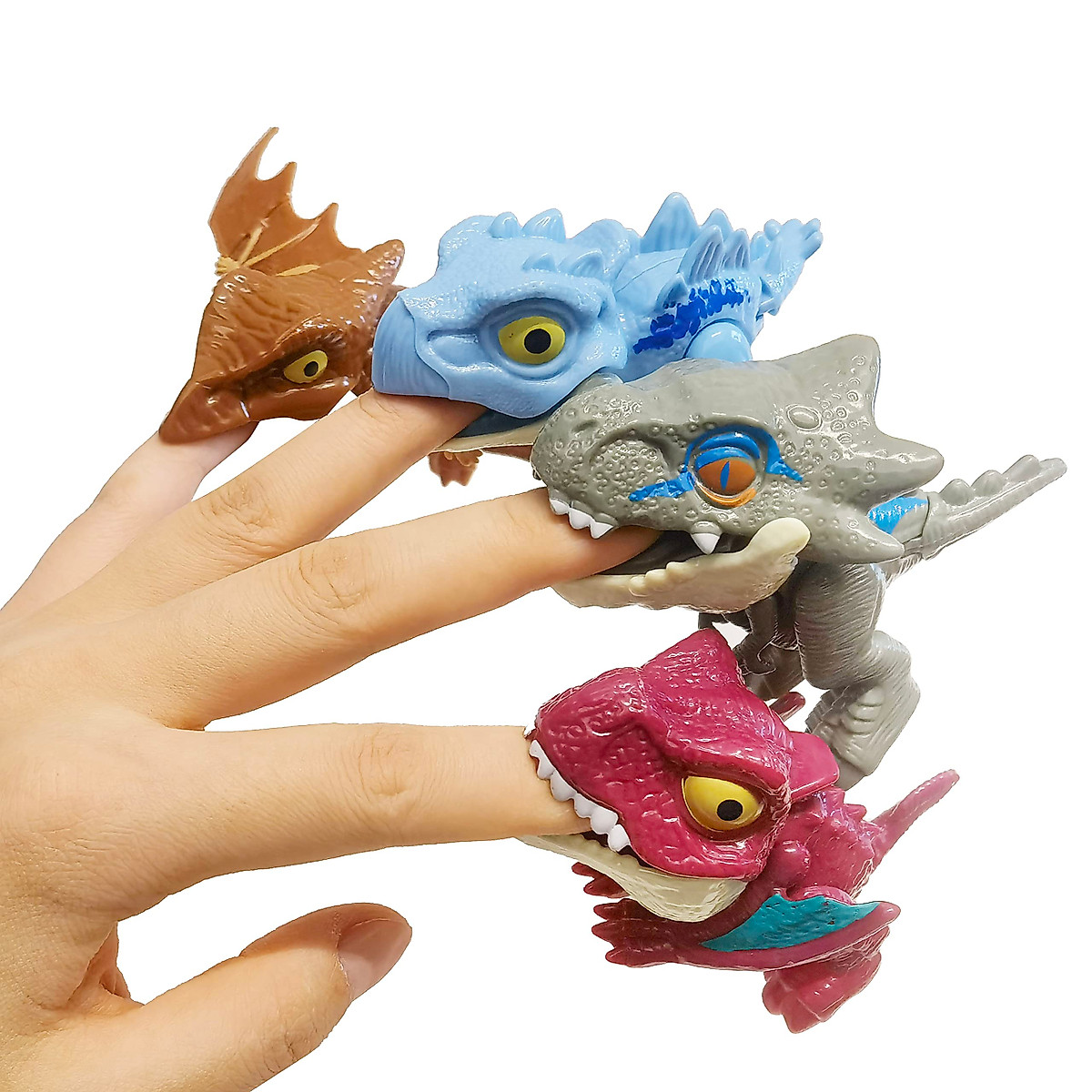 xinge 4Pack Clolorful Dinosaur Eggs with Novelty Biting Hand Tyrannosaurus Gags Family Game Educational Toys Kids Teens Party Favor,Easter Basket Stuffers