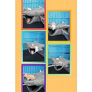 neolun Rat Ferret Cage Hammock Bedding Small Pet Cage Accessories Toy Double-Layer Hammock Bedding for Hamster Guinea Pig Rat Ferret Chinchilla Playing Sleeping(Grey)
