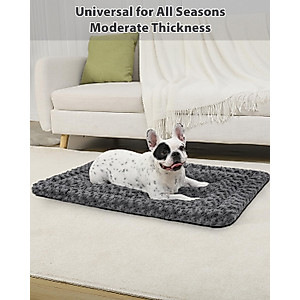 Washable Dog Bed Mat Reversible Dog Crate Pad Soft Fluffy Pet Kennel Beds Dog Sleeping Mattress for Large Jumbo Medium Small Dogs, 29 x 18 Inch, Gray