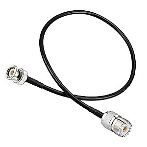Eightwood UHF Female SO239 to BNC Male Adapter Antenna Jumper Cable RG58 1.6 Feet for Handheld CB Radio, Amateur Radio, Ham Radio, Radio Scanner
