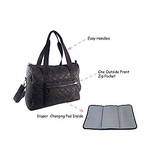 bub. Duffle Diaper Tote Bag with Changing Pad, Large Travel Diaper Tote for Mom and Dad, Multifunction, Unisex Baby Bag (Black)