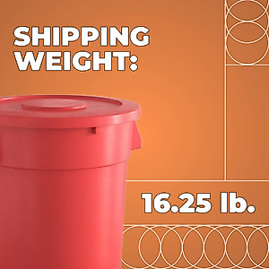 KTLT 32 Gallon Red Round Commercial Trash Can with Lid and Dolly, Ingredient Bin, Wastebasket for Restaurant/Kitchen/School/Garage