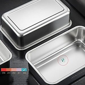 MAXCOOK Large Stainless Steel Food Containers With Lids, 118 oz Food Storage Container set, Leak Proof Metal Food Container Bento Box, Snack Container Set with Lid (Dishwasher & Freezer Safe, 3500 ml)