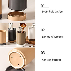 Dxcaicc Utensil Holder,Large Ceramic Stable Utensil Caddy,Drainer Ceramic Cooking Utensil Holder,Ceramic Kitchen Utensil Holder for Countertop,Cooking Utensils Holder for Kitchen,Yellow