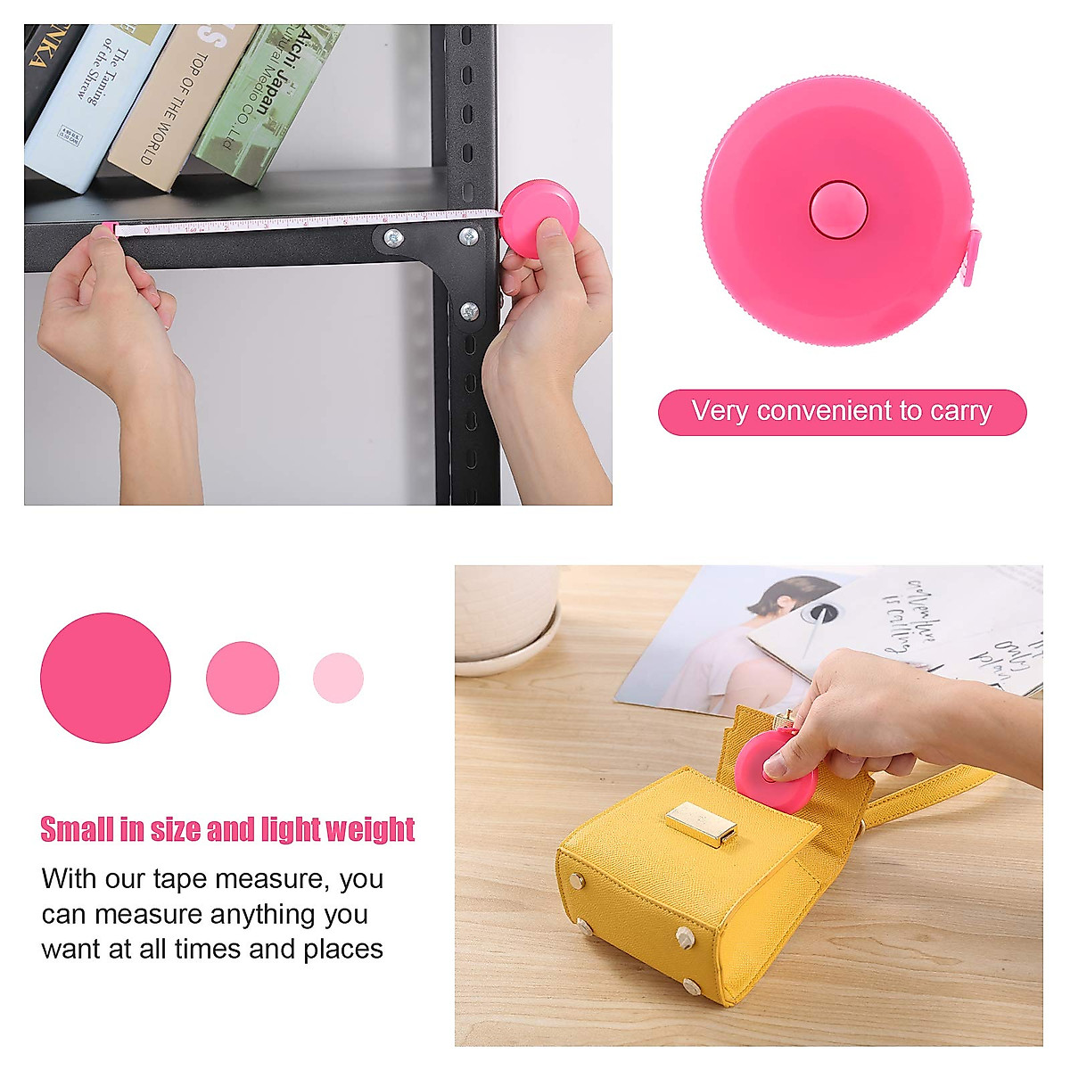 Measuring Tape, Fabric Small Tape Measure Retractable, 60 Inch Sewing Tape Measure for Craft Nursing Medical Travel(3 Pack/Pink Purple Sky Blue)