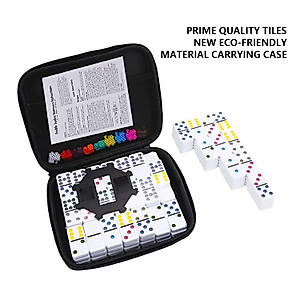 Demteric Mexican Train Dominoes Set Double 12 Dominos Travel Set Family Board Games Set 91 Colored Dot Tiles with Portable Anti-Collision Case