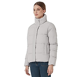 ROYAL MATRIX Women's Cropped Puffer Jacket Winter Lightweight puffer jacket Short Warm puffy Jacket (Grey, Medium)
