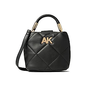 Anne Klein Mini AK Quilted Bucket Crossbody, Black