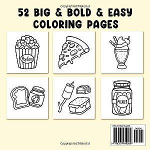 Food Drink & Sweets: Coloring Book for Adults and Kids, Bold and Easy, Simple and Big Designs for Relaxation Featuring a Variety of Foods, Drinks, Desserts and Fruits (Bold & Easy Coloring)