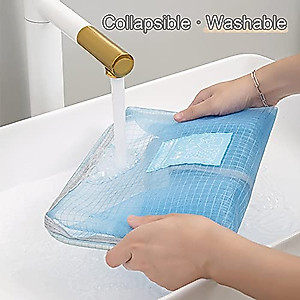 Hanging Laundry Hamper，Laundry Basket，Collapsible Clothes Hamper， Removable and Washable Bag, Metal Wire Frame ，Self-Adhesive ，For Bathroom Space Saving (Gray)