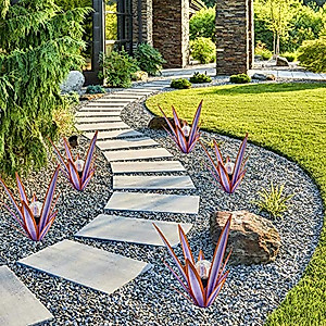 menoha 2 PCS Tequila Rustic Sculpture,Rustic Hand Painted Metal Agave Plant,DIY Metal Plant Garden Yard Sculpture,Lawn Home Ornaments Stakes Outdoor Decor Garden (Purple++Ball)