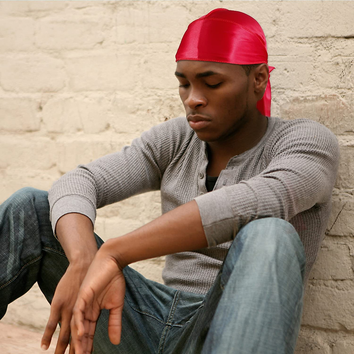 3PCS Silky Durags Pack for Men Waves, Satin Doo Rag, Award 1 Wave Cap,G