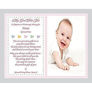 Poetry Gifts Custom Baptism Keepsake for Baby Girl, Personalized Print with Name, Date and Photo