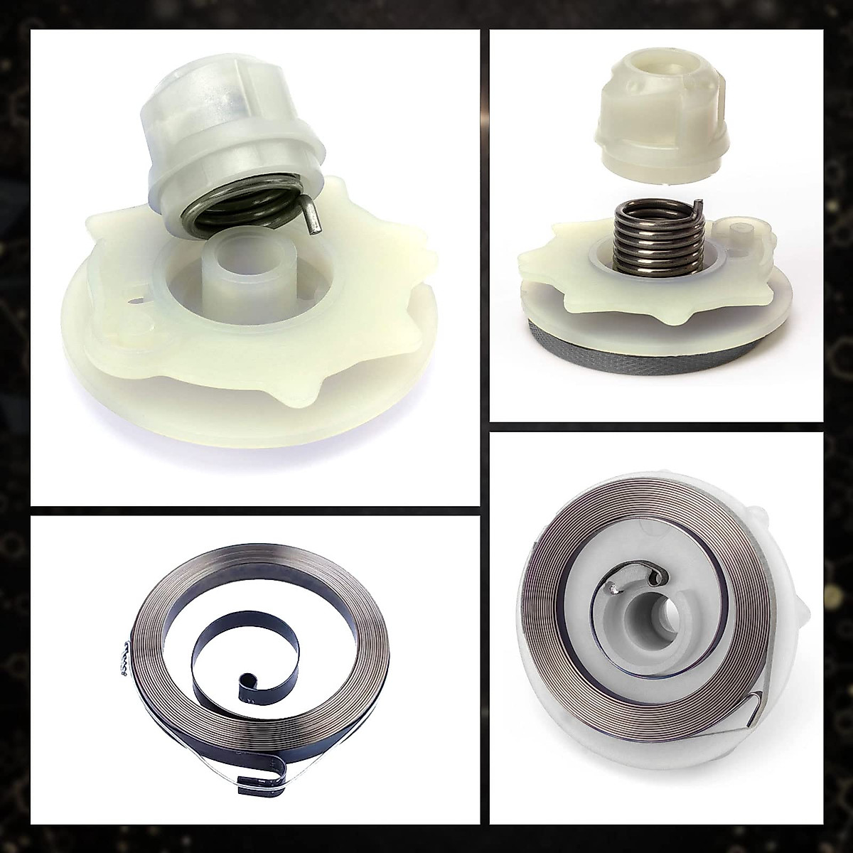 CDIYTOOL Chainsaw Recoil Starter Pulley Spring Kit for Po-Ulan PP4218 PP4620AV PPB4018 SM4218AV Chain Saw 530071966 with Recoil Spring W/Hub, Starter Rope, Bolt w/Washer Replacement Parts