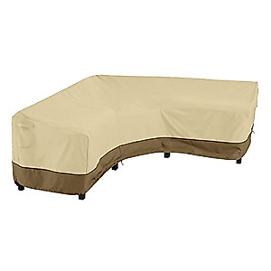 Classic Accessories Veranda Water-Resistant 70 Inch Patio V-Shaped Sectional Lounge Set Cover, Patio Furniture Covers, Pebble/Bark/Earth