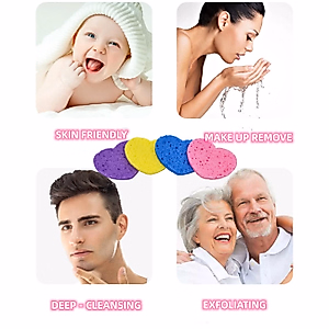 50-Count Compressed Facial Sponges Heart Shape，Reusable Natural Face Sponges Professional Cosmetic Spa Sponges for Face Cleansing, Massage, Pore Exfoliating, Mask, Makeup Removal (Heart, Pink)