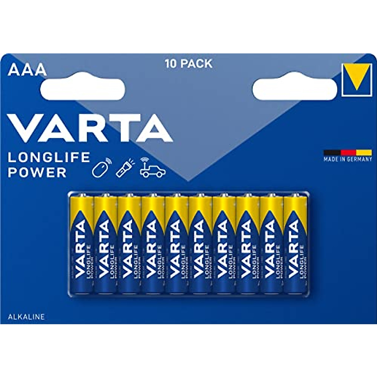 VARTA Longlife Power AAA Micro LR03 Alkaline Battery (10-Pack) - Made in Germany - Ideal for Toys, Torches, Controllers and Other Battery-Powered Devices