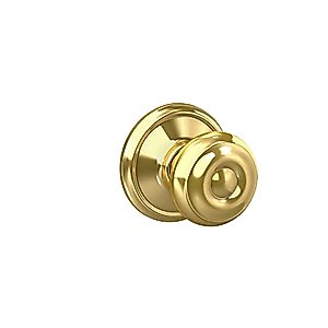 Schlage F10 V GEO 605 Georgian Door Knob, Hall & Closet Passage Lock, Bright Brass