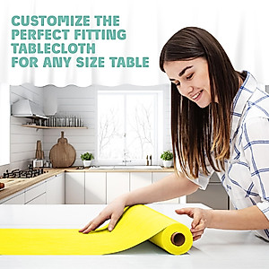 Tablecloth Roll – 54" X 110' Yellow Premium Plastic Table Cloths with Cutter Box - Cut to Size - Decorative Rectangle Table Cover Smooth Tablecloth - Disposable Table Cloths for Parties, Weddings.