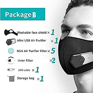 Ruishenger Personal Wearable Air Purifiers Maskes,Portable Mini air Purifier,Cycling,Running,Mountaineering,Outdoor sports,Tourism (SET,Black)