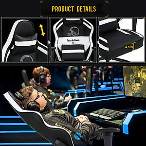 PC Gaming Chair Big and Tall Office Chair, 500LBS Wide Seat Desk Chair with Lumbar Support Headrest 2D Arms Task Swivel Ergonomic PU Adjustable Massage Bed, Adjustable Best Home Office Chair - Black