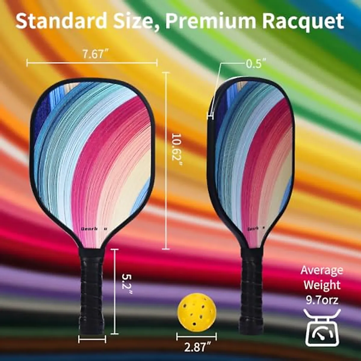 Pickleball Paddles Set of 4, Pickleball Rackets Honeycomb Core Pickleball Set Includes 4 Pickleball Paddles+4 Pickleball Balls+1 Bag (Wood)