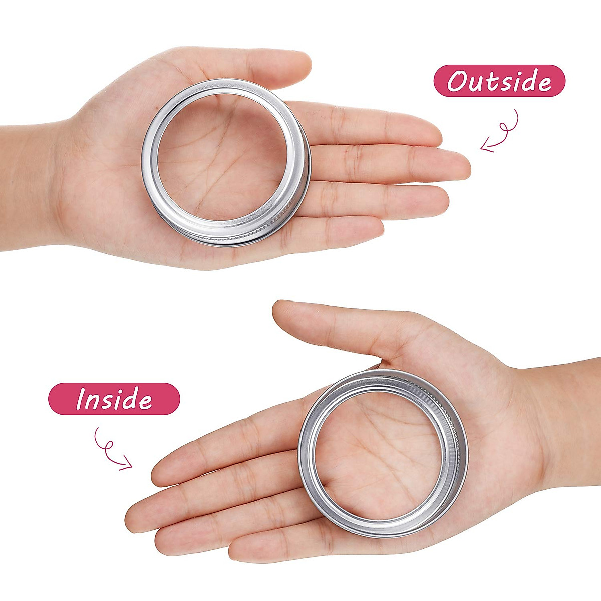 24 Pieces Wide Mouth Canning Jar Replacement Metal Rings Practical Screw Jar Bands Leak Proof Tinplate Metal Bands Rings, Compatible with Mason Jar (Silver)