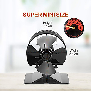 CRSURE Wood Stove Fan for Buddy Heater, 4-Blade Fireplace Fan Heat Powered Fans for Mr Heater, Gas/Pellet/Wood/Propane Log Burner Stove, Thermal Fans for Wood Burner/Burning Stove Top, Non Electric